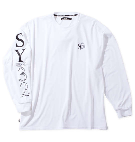 大きいサイズ メンズ SY32 by SWEET YEARS ミニシンボリックマーク 長袖 Tシャツ ホワイト 1278-4391-1 3L 4L 5L 6L