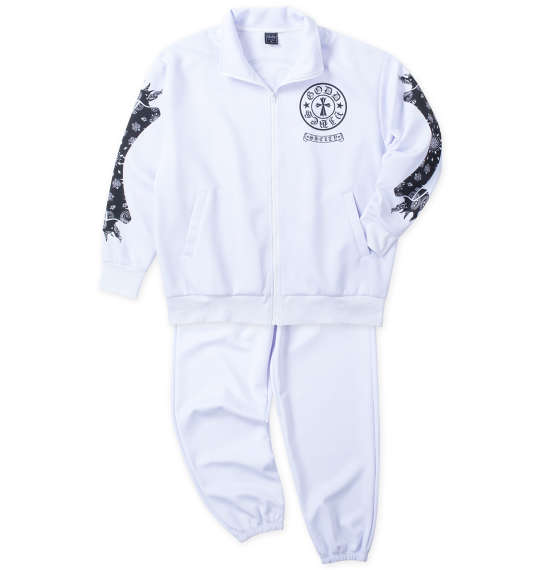 大きいサイズ メンズ SHELTY プリント ジャージ セット ホワイト 1268-4312-1 3L 4L 5L 6L