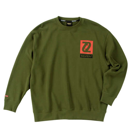 大きいサイズ メンズ SEVEN2 裏毛 クルー スウェット カーキ 1268-4301-1 3L 4L 5L 6L 8L
