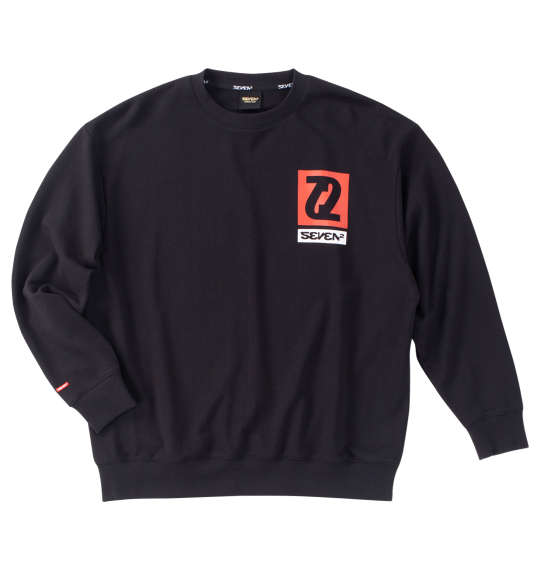 大きいサイズ メンズ SEVEN2 裏毛 クルー スウェット ブラック 1268-4301-2 3L 4L 5L 6L 8L