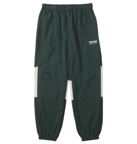 大きいサイズ メンズ THRASHER ナイロンワッシャー 裏メッシュ パンツ ダークグリーン×ホワイト 1274-4375-1 3L 4L 5L 6L