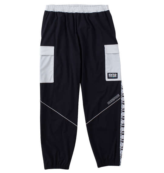 大きいサイズ メンズ SY32 by SWEET YEARS パイピング ナイロン カーゴ パンツ ブラック×グレー 1274-4331-1 3L 4L 5L 6L