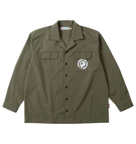 大きいサイズ メンズ NESTA BRAND オープンカラー 長袖 シャツ カーキ 1277-4315-1 3L 4L 5L 6L 8L