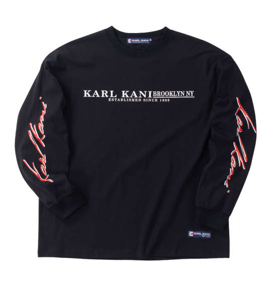 大きいサイズ メンズ KARL KANI 天竺 長袖 Tシャツ ブラック 1278-4610-2 3L 4L 5L 6L 8L