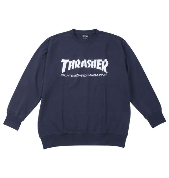 大きいサイズ メンズ THRASHER MAG LOGO クルー トレーナー ネイビー 1278-4666-1 3L 4L 5L 6L 8L