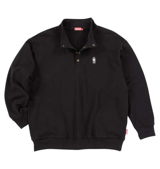 大きいサイズ メンズ Coleman 裏起毛 ハーフボタン トレーナー ブラック 1278-4677-2 3L 4L 5L 6L 8L