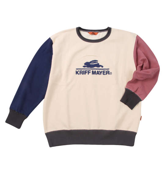 大きいサイズ メンズ KRIFF MAYER 裏起毛 サガラ ロゴ クルー ネック スウェット マルチカラー 1278-4690-3 3L 4L 5L 6L 8L
