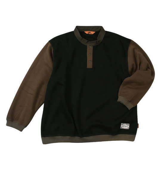 大きいサイズ メンズ KRIFF MAYER レトロカラー ヘンリーネック スウェット ブラック 1278-4691-2 3L 4L 5L 6L 8L