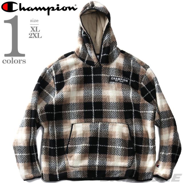 大きいサイズ メンズ Champion チャンピオン フリース プルオーバー パーカー SHEARLING HOODIE USA直輸入 s9028p-5865ab