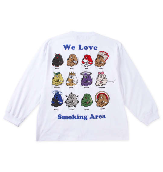 大きいサイズ メンズ GALFY ヤニラバーズ 長袖 Tシャツ ホワイト 1258-5100-1 3L 4L 5L 6L