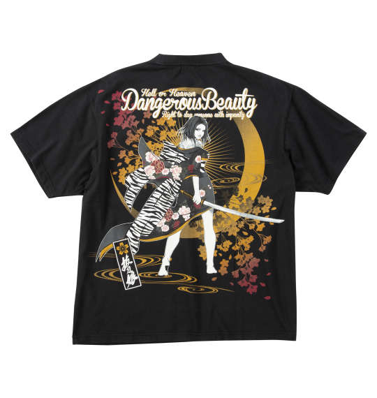 大きいサイズ メンズ 絡繰魂抜刀娘 凛誘惑 半袖 Tシャツ ブラック 1258-5257-1 3L 4L 5L 6L 8L