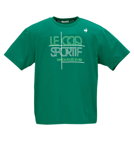 大きいサイズ メンズ LE COQ SPORTIF 接触冷感 ストレッチ グラフィック 半袖 Tシャツ グリーン 1278-5260-4 3L 4L 5L 6L