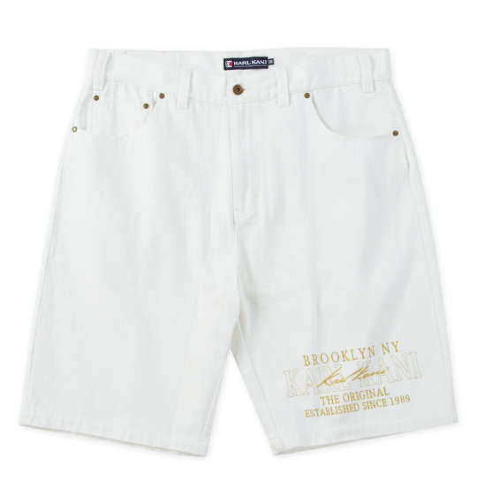 大きいサイズ メンズ KARL KANI デニム ハーフパンツ ホワイト 1274-5215-1 100 110 120 130 140 150