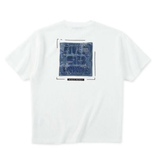 大きいサイズ メンズ in the attic デニム エンボスプリント ジャガード 半袖 Tシャツ ホワイト 1258-5222-1 3L 4L 5L 6L