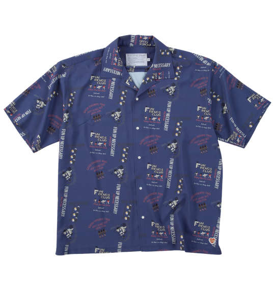 大きいサイズ メンズ FUN for modemdesign LIFE OJI柄 半袖 アロハ シャツ インクブルー 1277-5276-2 3L 4L 5L 6L 8L