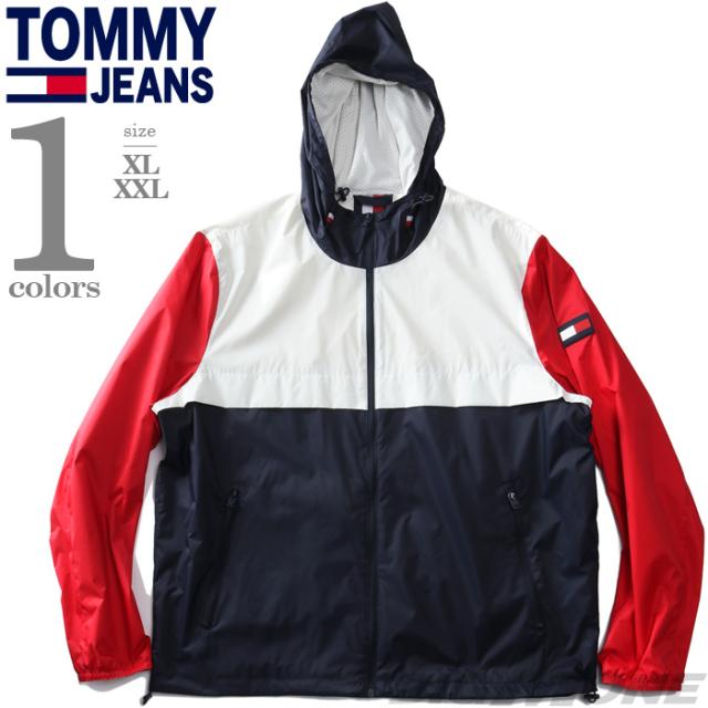 大きいサイズ メンズ  JEANS トミージーンズ フーデッド フルジップ ナイロン ジャケット USA直輸入 153an883