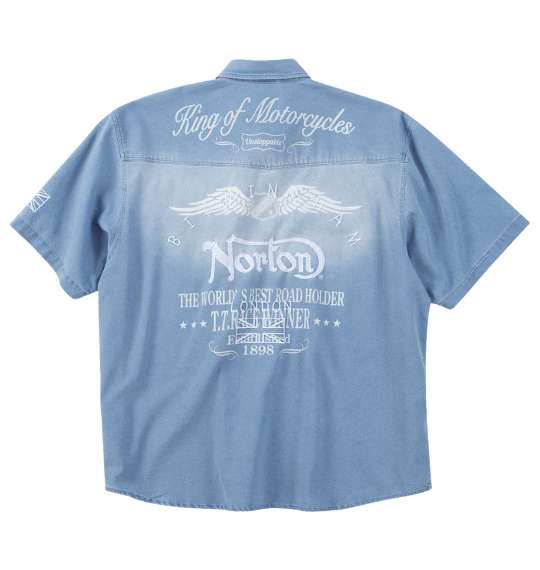 大きいサイズ メンズ Norton デニム 半袖 シャツ サンドブルー 1277-5243-2 3L 4L 5L 6L 8L