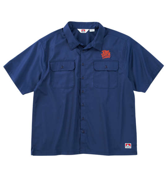大きいサイズ メンズ BEN DAVIS エンブロイダリー ワーク 半袖 シャツ ネイビー 1277-5270-1 3L 4L 5L 6L