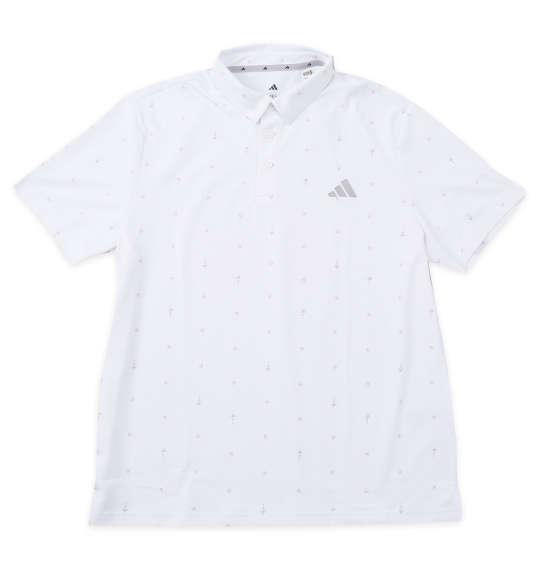 大きいサイズ メンズ adidas golf モノグラム 半袖 シャツ ホワイト 1278-5201-1 3XL 4XL 5XL