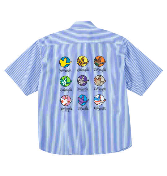 大きいサイズ メンズ (What it isNt) ストライプ 半袖 シャツ サックスブルー 1277-5255-2 3L 4L 5L 6L 8L