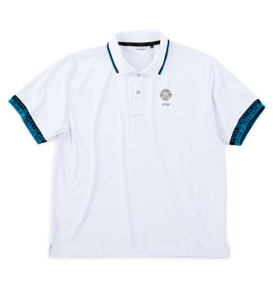 大きいサイズ メンズ SY32 by SWEET YEARS ライトストレッチワッペン 半袖 ポロシャツ ホワイト 1278-5217-1 3L 4L 5L 6L