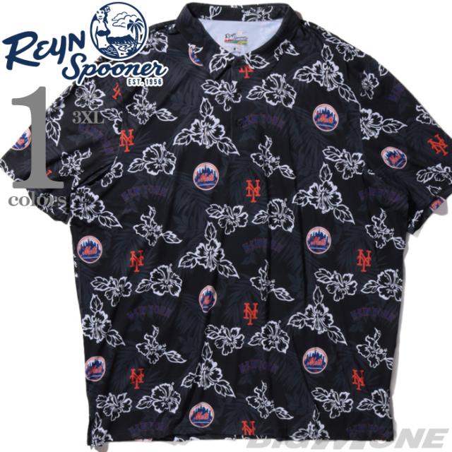 大きいサイズ メンズ REYN SPOONER レインスプーナー 総柄 半袖 ポロシャツ ニューヨークメッツ MLB NEW YORK METS USA直輸入 b530135221