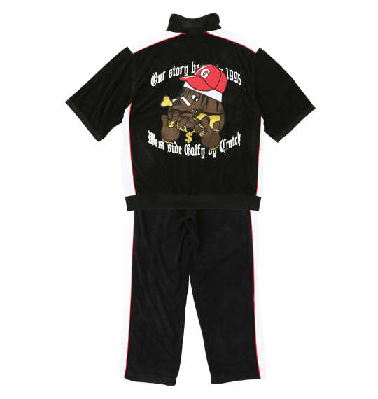 大きいサイズ メンズ GALFY ウェッサイ成金パイル 半袖 スタンド フルジップ セット ブラック 1258-5241-2 3L 4L 5L 6L