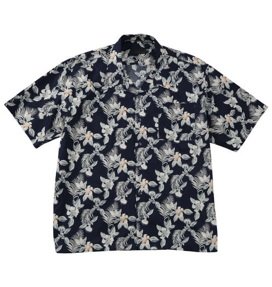 大きいサイズ メンズ Mc.S.P アロハ ブロード オープンカラー 半袖 シャツ ネイビー 1277-5281-2 3L 4L 5L 6L