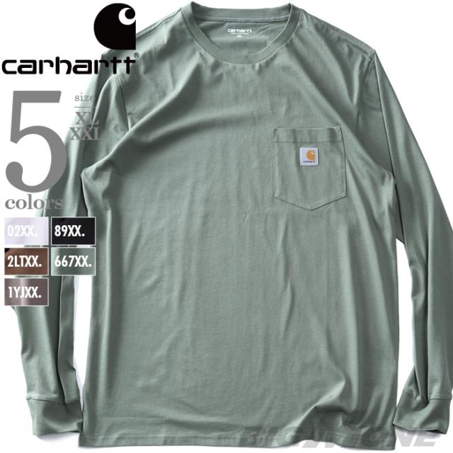 大きいサイズ メンズ CARHARTT カーハート 胸ポケット付き ロング Tシャツ USA直輸入 i030437