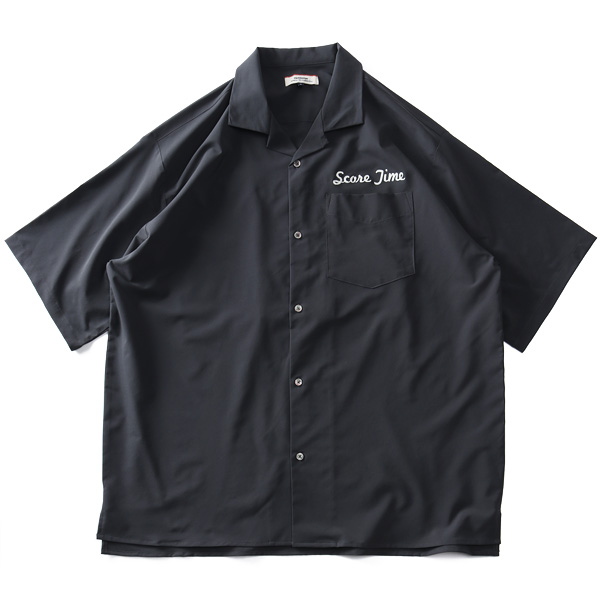 大きいサイズ メンズ PANASPUR パナシュプール 刺繍入り 半袖 オープン