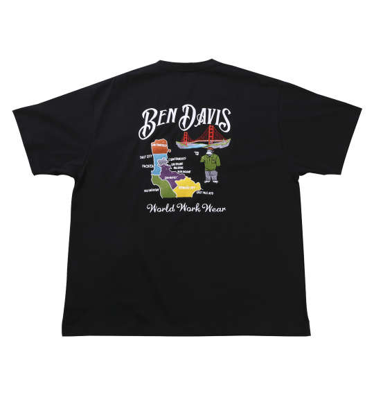 大きいサイズ メンズ BEN DAVIS スーベニア 刺繍 半袖 Tシャツ ブラック 1278-5559-2 3L 4L 5L 6L