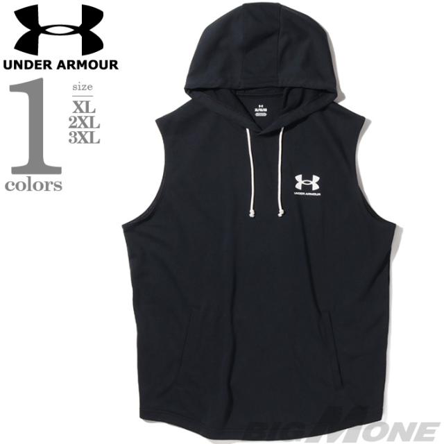大きいサイズ メンズ UNDER ARMOUR アンダーアーマー ノースリーブ プルオーバー パーカー USA直輸入 1390142-001