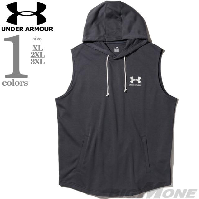 大きいサイズ メンズ UNDER ARMOUR アンダーアーマー ノースリーブ プルオーバー パーカー USA直輸入 1390142-025