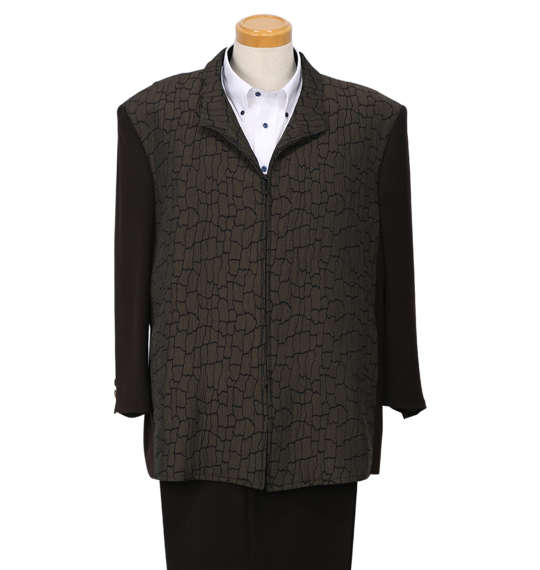 大きいサイズ メンズ ジップデザイン スーツ ブラウン×グリーン 1122-5376-2 2L 4L 5L