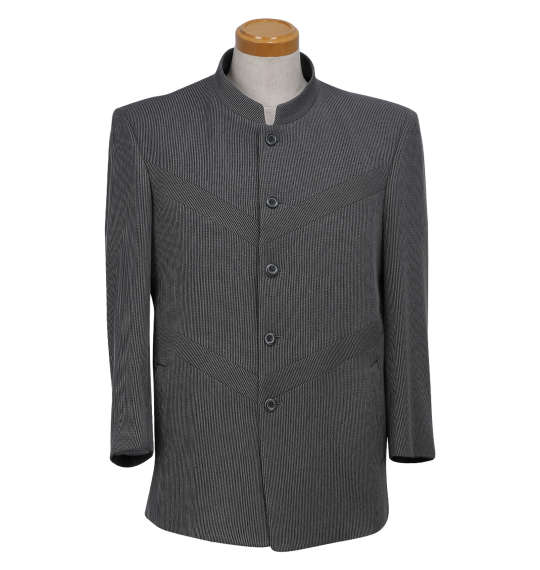 大きいサイズ メンズ デザイン マオカラー スーツ ブラック×オフホワイト 1122-5399-2 2L 4L 5L