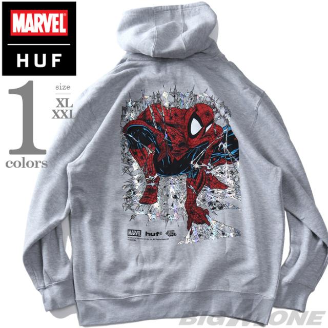 大きいサイズ メンズ HUF ハフ ｘ MARVEL マーベル スパイダーマン フルジップ パーカー SPIDER-MAN ARACHKNIGHT FZ HOODIE USA直輸入 pf00824