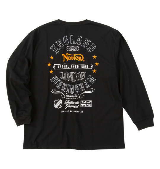 大きいサイズ メンズ Norton 天竺 長袖 Tシャツ ブラック 1278-5325-2 3L 4L 5L 6L 8L