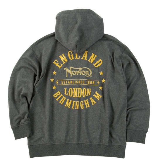 大きいサイズ メンズ Norton 裏毛 フルジップ パーカー ミックスチャコール 1278-5326-1 3L 4L 5L 6L 8L