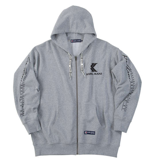 大きいサイズ メンズ KARL KANI 裏毛 フルジップ パーカー ミックスグレー 1278-5336-1 3L 4L 5L 6L 8L