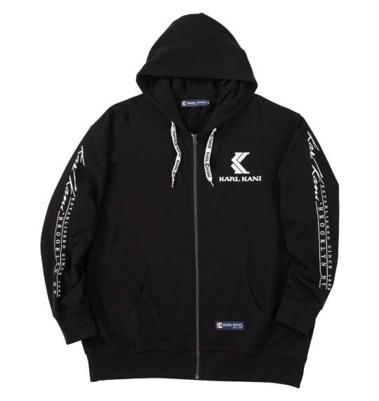 大きいサイズ メンズ KARL KANI 裏毛 フルジップ パーカー ブラック 1278-5336-2 3L 4L 5L 6L 8L