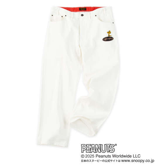 大きいサイズ メンズ FLAGSTAFF×PEANUTS スヌーピーコラボ デニム パンツ ホワイト 1274-5315-1 100 110 120 130
