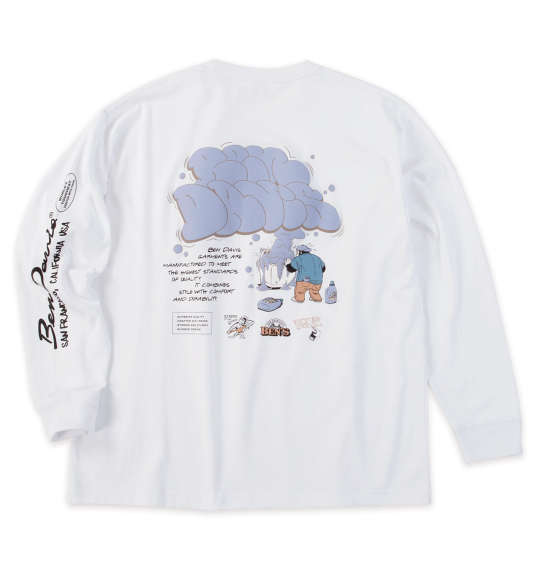 大きいサイズ メンズ BEN DAVIS バブルプリント 長袖 Tシャツ ホワイト 1278-5611-1 3L 4L 5L 6L