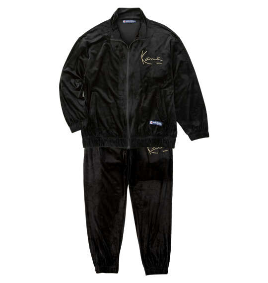 大きいサイズ メンズ KARL KANI ベロア セット ブラック 1276-5310-2 3L 4L 5L 6L 8L