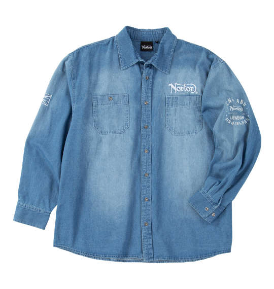 大きいサイズ メンズ Norton デニム 長袖 シャツ サンドネイビー 1277-5350-1 3L 4L 5L 6L 8L