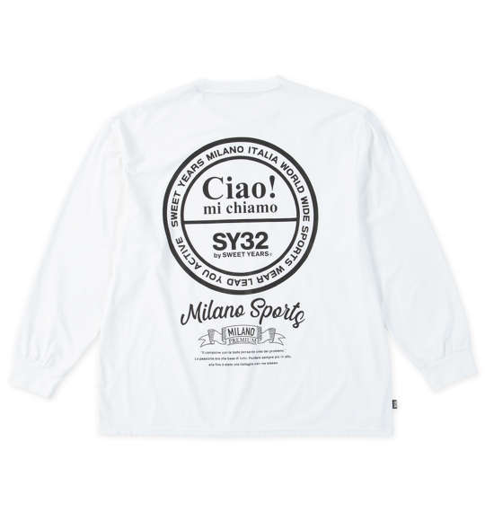 大きいサイズ メンズ SY32 by SWEET YEARS サークルロゴ 長袖 Tシャツ ホワイト 1278-5601-1 3L 4L 5L 6L