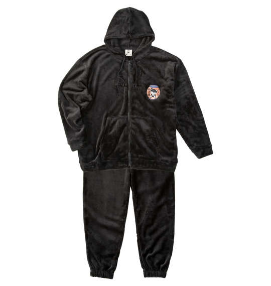 大きいサイズ メンズ 黒柴印和んこ堂 ふわもこ フルジップ パーカー & パンツ セット ブラック 1258-5323-2 3L 4L 5L 6L 8L