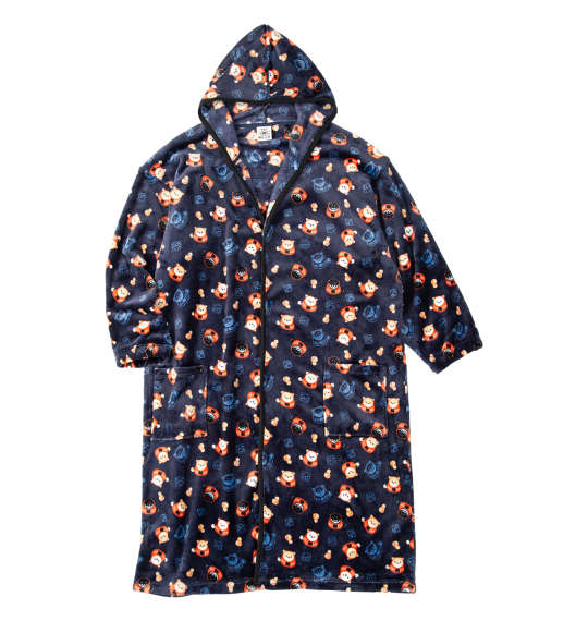 大きいサイズ メンズ 黒柴印和んこ堂 だるま柄 ふわもこ 着る毛布 ネイビー 1258-5325-1 3L 5L 7L