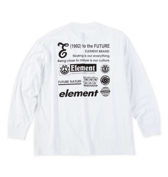 大きいサイズ メンズ ELEMENT NUMBER 長袖 Tシャツ ホワイト 1278-5365-1 3L 4L 5L 6L