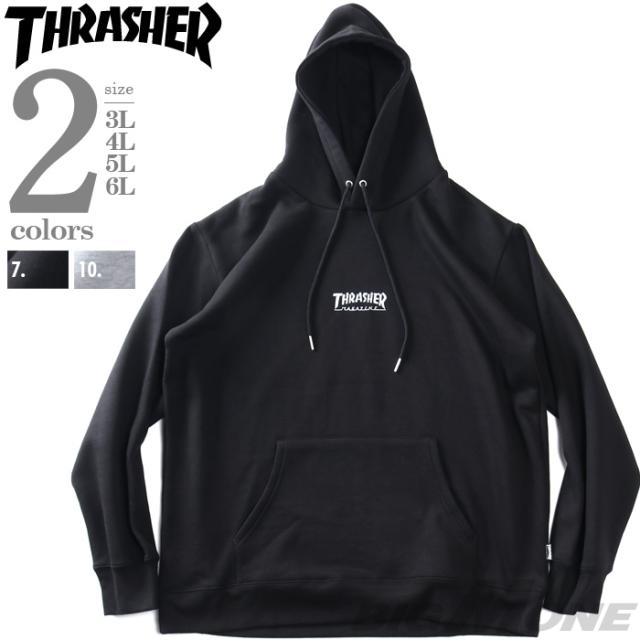 大きいサイズ メンズ THRASHER スラッシャー 刺繍 プルオーバー パーカー 秋冬新作 th25aw04rk