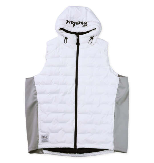 大きいサイズ メンズ EVERLAST 脇切替防風フード ベスト ホワイト 1273-5391-1 3L 4L 5L 6L